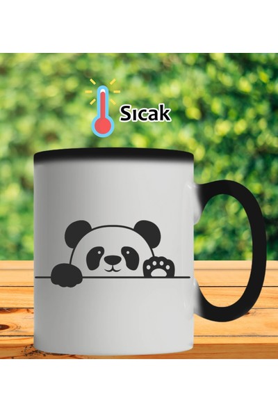 5Bin Dijital Market Panda Baskılı Sihirli Kupa Sıcakta Renk Değiştiren Kupa