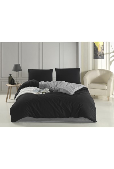 MCN Tekstil Siyah-Gri Çift Kişilik Nevresim Takımı