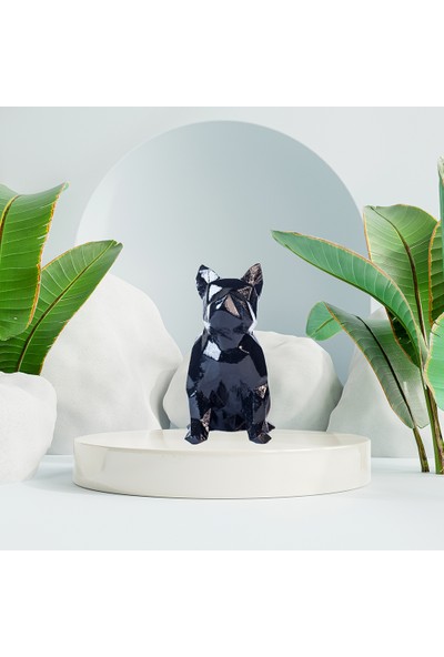 Minazey French Bulldog Black Biblo Heykel