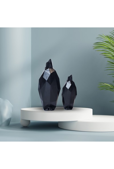 Minazey Penguen ve Yavrusu Black Heykel Biblo Minazey Penguen ve Yavrusu Black Heykel Biblo