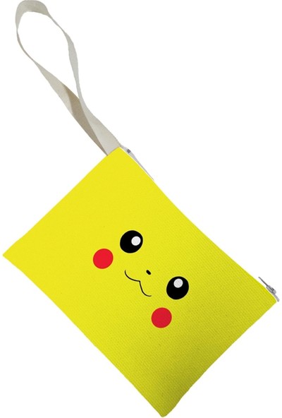 Unisex Pikachu Desenli Portföy Clutch Çanta