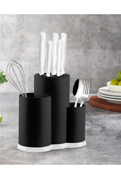 CANDEL Tezgah Üstü Bölmeli Kaşık Bıçak Standı - Kaşıklık Bıçaklık Düzenleyici Organizer