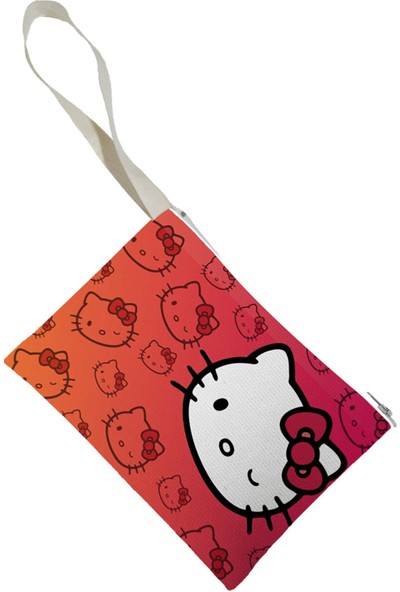 Unisex Hello Kitty Desenli Portföy Clutch Çanta