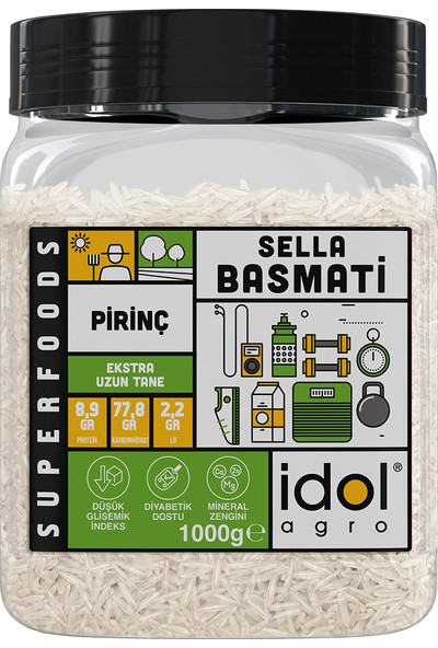 Idolagro Sella Basmati Pirinç Superfoods Parboiled, Yapışmaz Aromatik Extra Uzun Tane 1000 gr Idolagro Sella Basmati Pirinç Superfoods Parboiled, Yapışmaz Aromatik Extra Uzun Tane 1000 gr
