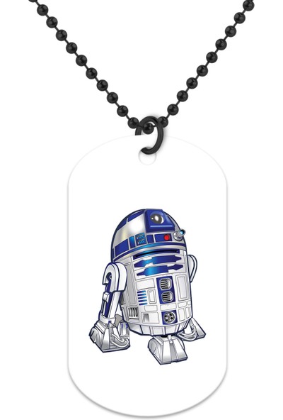 Rowalsi R2_D2 Baskılı Siyah Zincirli Künye/kolye YTKTRD1409