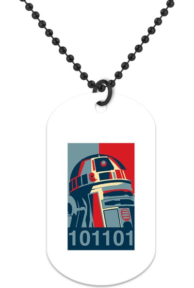 R2-D2 101101 Baskılı Siyah Zincirli Künye/kolye YTKTRD1408