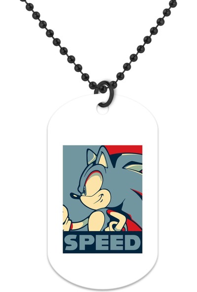 Sonic Baskılı Siyah Zincirli Künye/kolye YTKTRD1419