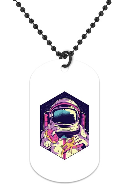 Astronot-Fast-Food Baskılı Siyah Zincirli Künye/kolye YTKTRD1309 Astronot-Fast-Food Baskılı Siyah Zincirli Künye/kolye YTKTRD1309
