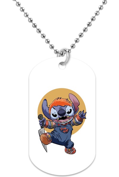 Stick Baskılı Gümüş Zincirli Künye/kolye YTKTRD1282