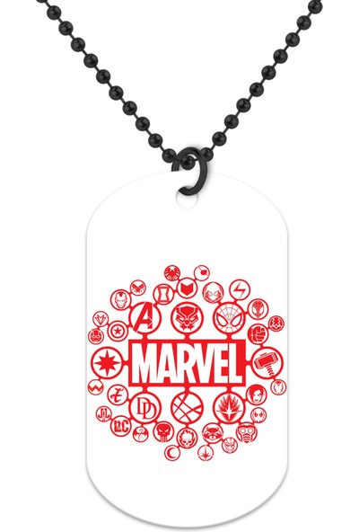 Marvel Karakter Simgeleri Baskılı Siyah Zincirli Künye/kolye YTKTRD1224