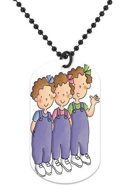 Üçüzler Baskılı Siyah Zincirli Künye/kolye TYT1895