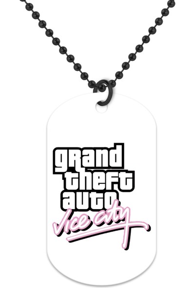 Rowalsi Gta-Vice-City Baskılı Siyah Zincirli Künye/kolye YTKTRD1356