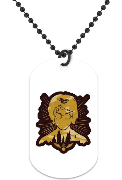 Harry Potter Altın Rengi Baskılı Siyah Zincirli Künye/kolye YTKTRD1162