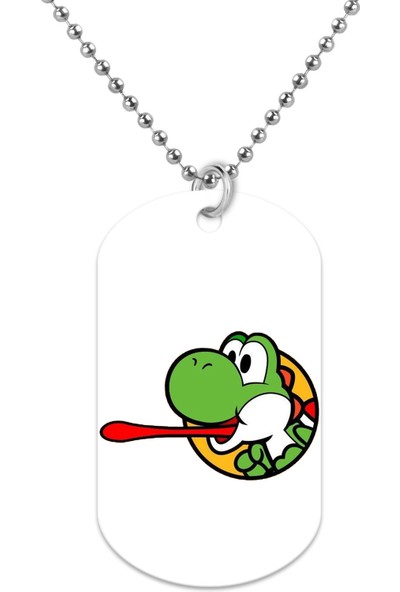 Dil-Çıkartan-Timsah Baskılı Gümüş Zincirli Künye/kolye YTKTRD1340