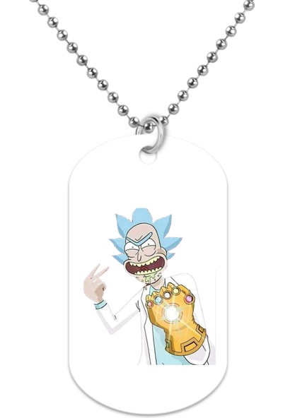 Rowalsi Rick Thanos Baskılı Gümüş Zincirli Künye/kolye YTKTRD1256