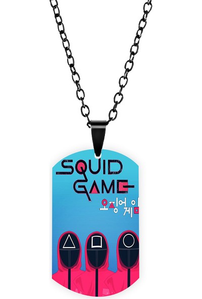 Squid Game Muhafız Baskılı Siyah Künye TYT742 Squid Game Muhafız Baskılı Siyah Künye TYT742