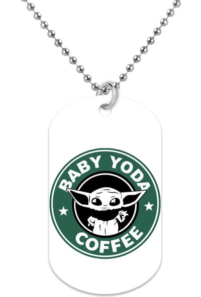 Baby Yoda Coffee Baskılı Gümüş Zincirli Künye/kolye YTKTRD1111 Baby Yoda Coffee Baskılı Gümüş Zincirli Künye/kolye YTKTRD1111