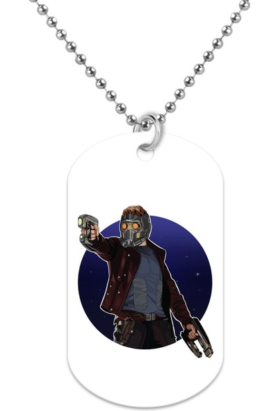 Star Lord Baskılı Gümüş Zincirli Künye/kolye YTKTRD1277