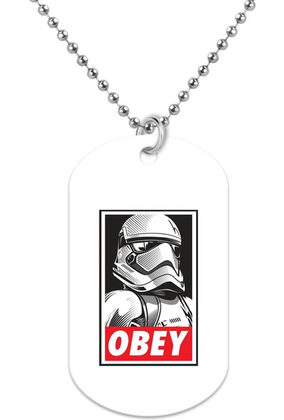 Rowalsi Stormtrooper Obey Baskılı Gümüş Zincirli Künye/kolye YTKTRD1426