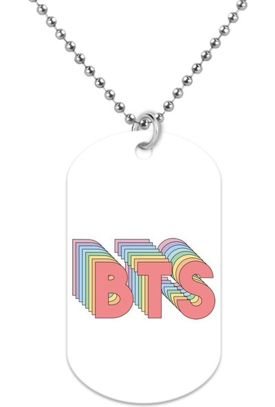Renkli Bts Baskılı Gümüş Zincirli Künye/kolye YTKTRD1249 Renkli Bts Baskılı Gümüş Zincirli Künye/kolye YTKTRD1249