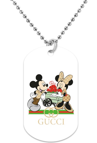 Rowalsi Miki ve Mini Guccı Baskılı Gümüş Zincirli Künye/kolye YTKTRD1228 Rowalsi Miki ve Mini Guccı Baskılı Gümüş Zincirli Künye/kolye YTKTRD1228