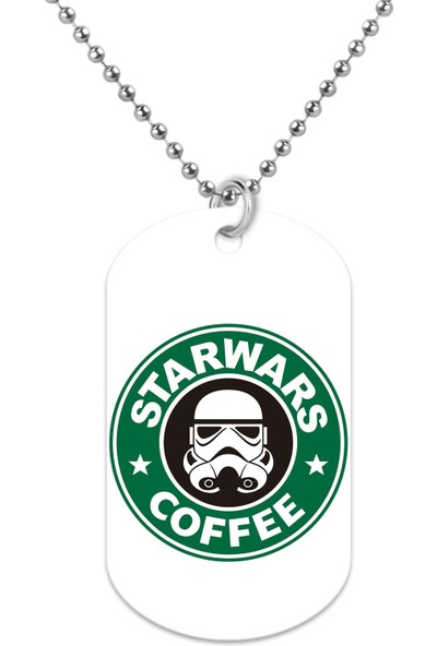 Rowalsi Star Wars Coffee Baskılı Gümüş Zincirli Künye/kolye YTKTRD1278