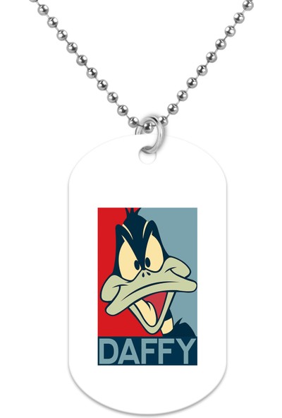 Daffy Baskılı Gümüş Zincirli Künye/kolye YTKTRD1332