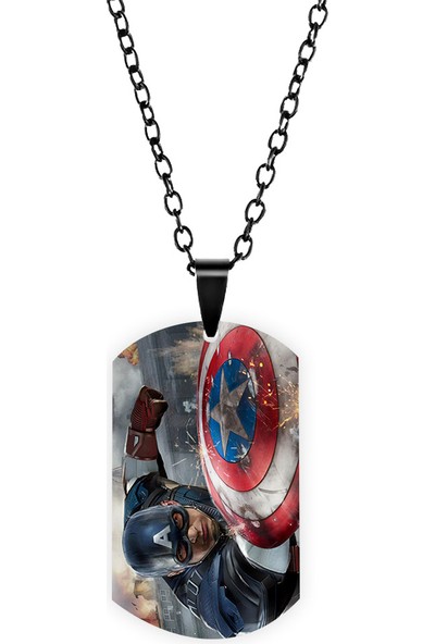Captain America Baskılı Siyah Künye TYT1324