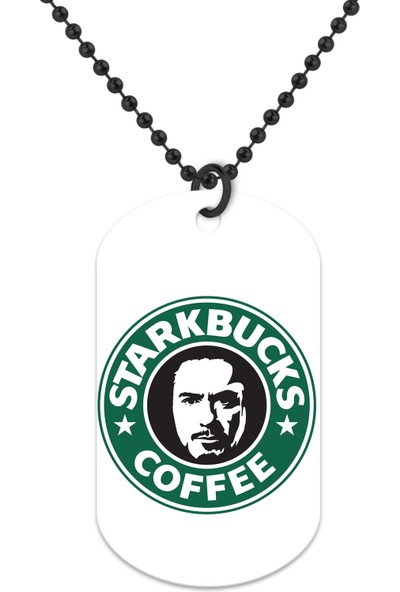 Starkbucks Coffee Baskılı Siyah Zincirli Künye/kolye YTKTRD1280