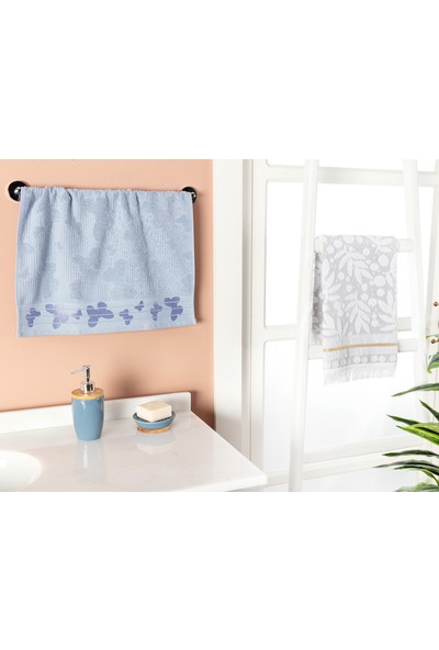 Madame Coco Naemi 2'li Yüz Havlu Seti - Gri / Beyaz