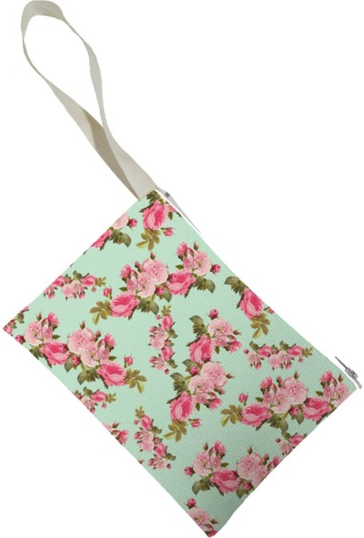 Beam Unisex Retro Çiçek Desenli Portföy Clutch Çanta