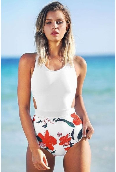 Mila Sırt Fermuarlı Yüksek Bel Görünümlü Mayo Mila Sırt Fermuarlı Yüksek Bel Görünümlü Mayo