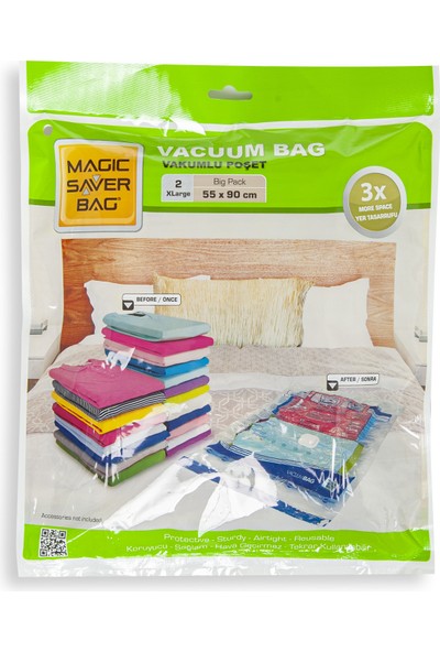Magic Saver Bag 2'li Vakumlu Poşet Seti - Xl Magic Saver Bag 2'li Vakumlu Poşet Seti - Xl
