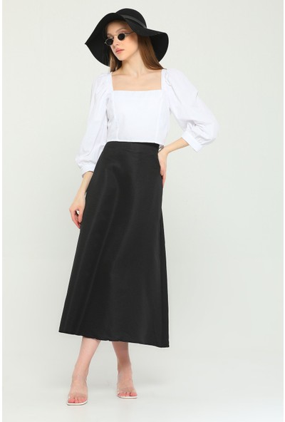 Julude Siyah Kadın Uzun Kloş Etek