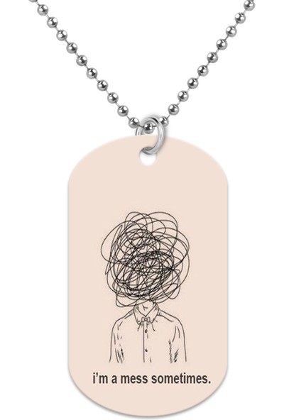 Rowalsi I'm A Mess Some Times Baskılı Gümüş Zincirli Künye/kolye TYT1614 Rowalsi I'm A Mess Some Times Baskılı Gümüş Zincirli Künye/kolye TYT1614