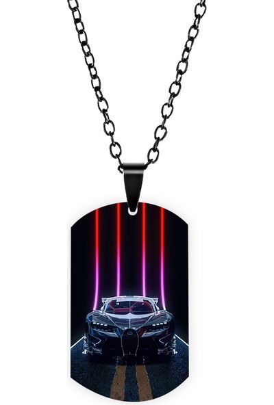 Rowalsi Bugatti Baskılı Siyah Künye TYT238