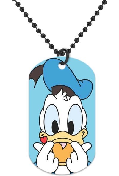 Rowalsi Daisy Duck Baskılı Siyah Zincirli Künye/kolye TYT1512 Rowalsi Daisy Duck Baskılı Siyah Zincirli Künye/kolye TYT1512