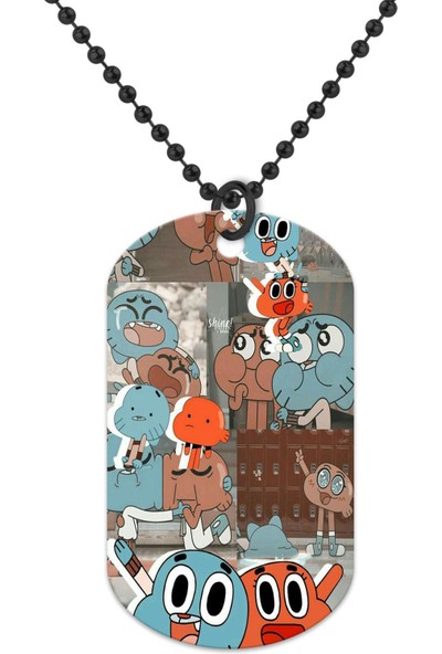 Rowalsi Darvin And Gumball Baskılı Siyah Zincirli Künye/kolye TYT1516