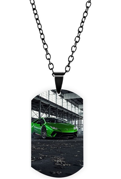 Rowalsi Lamborghini Baskılı Siyah Künye TYT433 Rowalsi Lamborghini Baskılı Siyah Künye TYT433