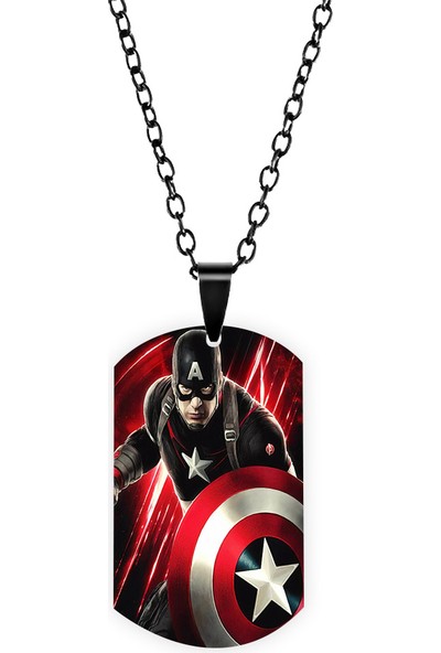 Rowalsi Captain America Baskılı Siyah Künye TYT902