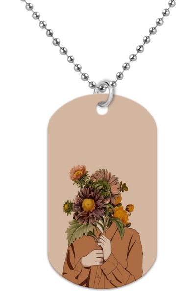 Rowalsi Random Thinhgs Baskılı Gümüş Zincirli Künye/kolye TYT1756