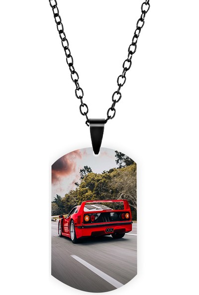 Rowalsi Ferrari F40 Baskılı Siyah Künye TYT297 Rowalsi Ferrari F40 Baskılı Siyah Künye TYT297