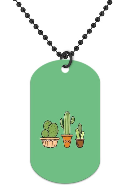 Rowalsi Cactus Baskılı Siyah Zincirli Künye/kolye TYT1495 Rowalsi Cactus Baskılı Siyah Zincirli Künye/kolye TYT1495