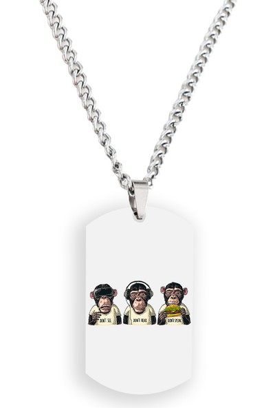 Rowalsi 3 Maymun Baskılı Künye/kolye YTKTRD504