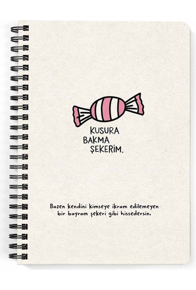Astak Şekerim Baskılı Ahşap Kapaklı Defter 15X20 cm DFT5082