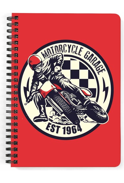 Astak Motorsiklet Baskılı Ahşap Kapaklı Defter 15X20 cm DFT2664