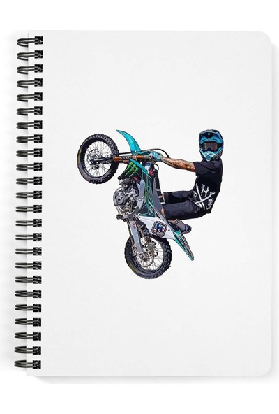 Astak Motorcu Baskılı Ahşap Kapaklı Defter 15X20 cm DFT6045