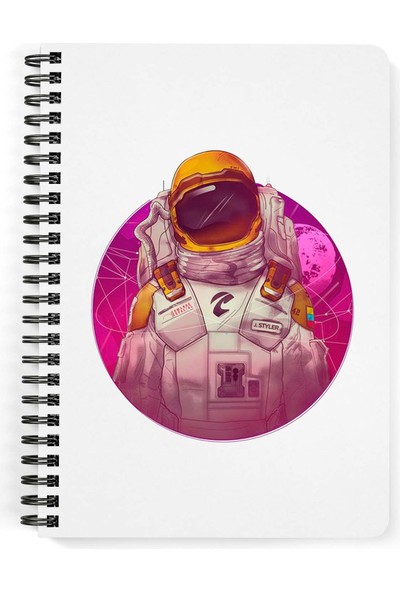 Astak Astronot Baskılı Ahşap Kapaklı Defter 15X20 cm DFT6161