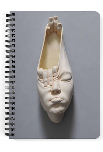 Astak Heykel Yüz Baskılı Ahşap Kapaklı Defter 15X20 cm DFT3083