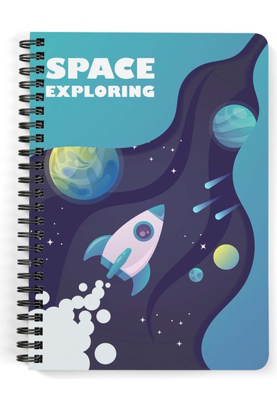 Astak Uzay Baskılı Ahşap Kapaklı Defter 15X20 cm DFT576